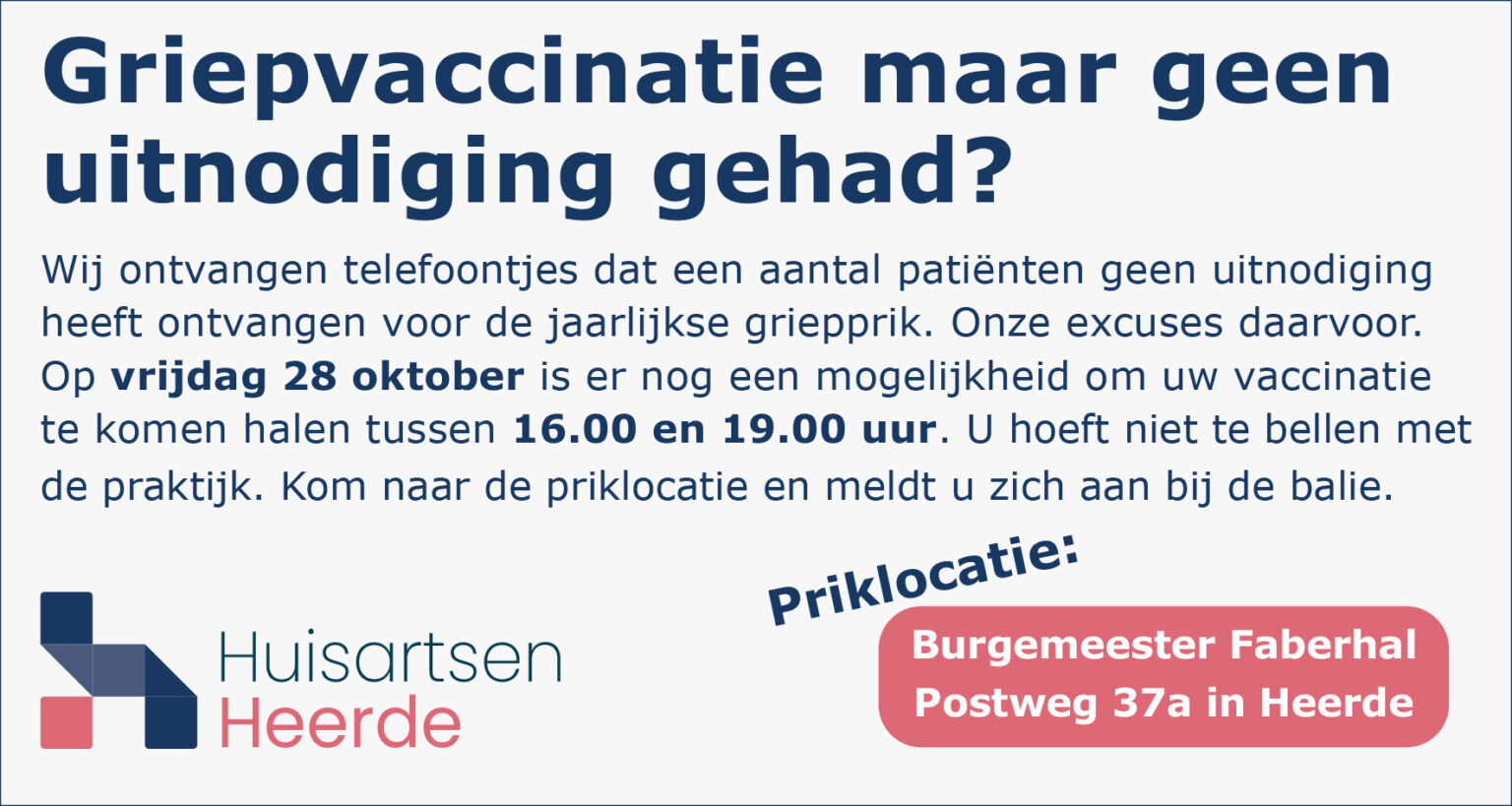 Griepvaccinatie maar geen uitnodiging gehad? - Gezondheids Centrum Heerde