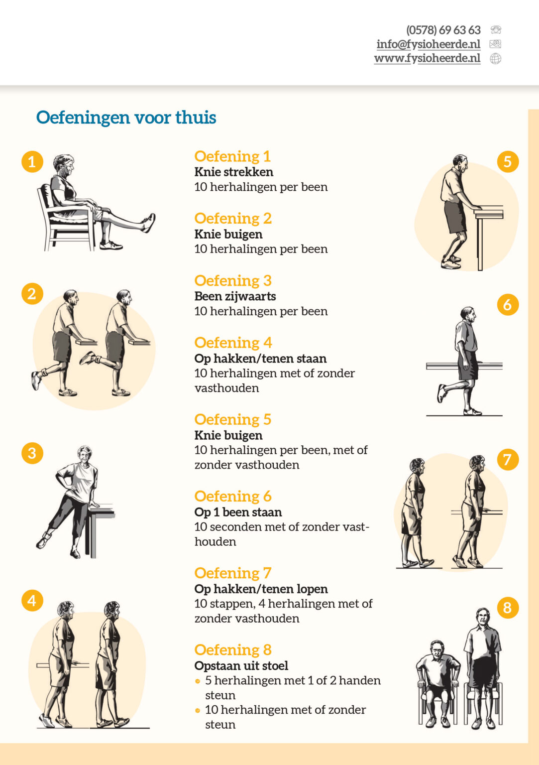 Oefeningen voor thuis van uw fysiotherapeut